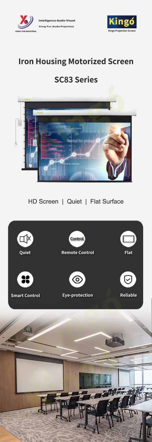 Commercial Iron motorized projector screen HD/4K tensioned remote ...